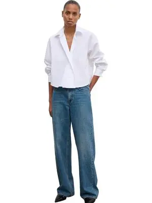 HOUSE OF DAGMAR Cropped Cotton Shirt White