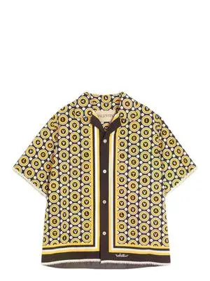 Valentino Garavani Bulles Royales-print Bowling Shirt - Yellow