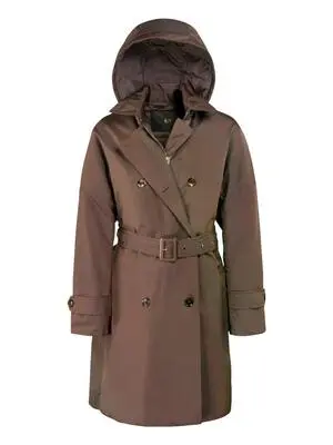 MOORER Double-breasted Trench Coat - Brown