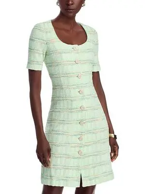 Misook Button Front Dress - Paradise Green/multi