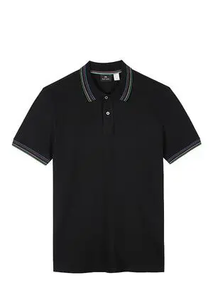 Paul Smith Regular Fit Striped Collar Polo - Black