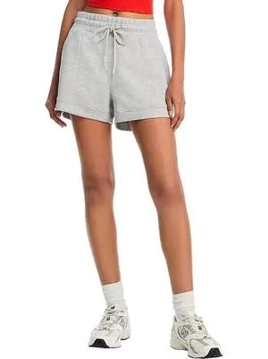 Aqua Athletics Ultra Luxe Pintucked Shorts - Heather Grey