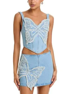 PatBO Camila Coelho Denim Top - Blue