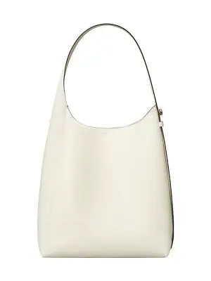 Tory Burch Romy Leather Hobo Bag Light Cream Leather