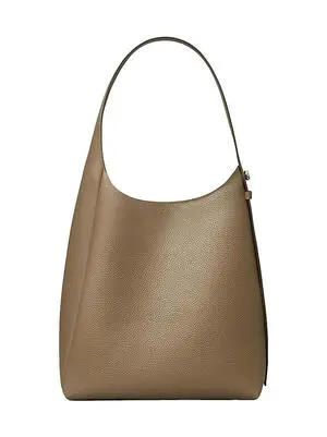 Tory Burch Romy Leather Hobo Bag Wild Mushroom Leather