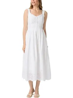 Paige Riesling Eyelet Midi Dress - White