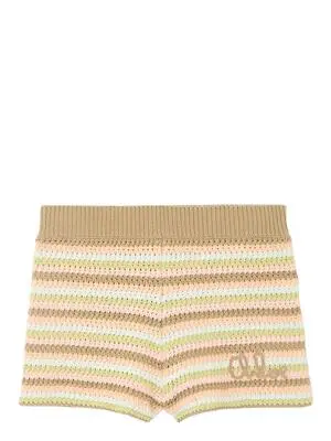 Chloé Embroidered Striped Crocheted Cotton Shorts - Neutrals