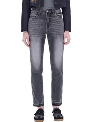 BAYEAS High-waist Raw Hem Straight Leg Jeans - Starry Night