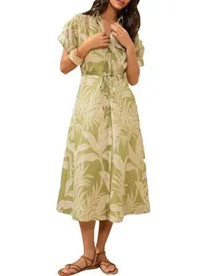 LIPSY Palm Print Midi Shirtdress - Green
