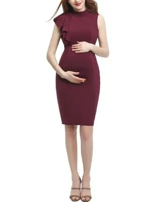 KIMI + KAI Josephine Ruffle Maternity Sheath Dress - Deep Berry