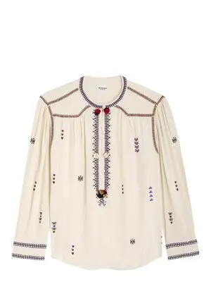 ISABEL MARANT Pelson Embroidered Woven Blouse