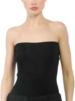 AYA MUSE Ribbed Strapless Top - Black