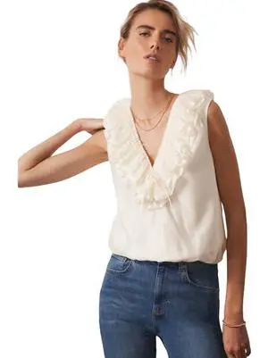 Mint Velvet Ruffle Front Blouse - Ivory