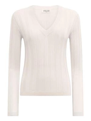 CALLAS MILANO Rione V-neck Rib Sweater - Ivory