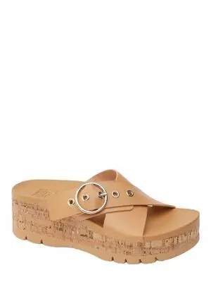 Reef Vista Higher Gia Platform Wedge Slide Sandal Natural Cork