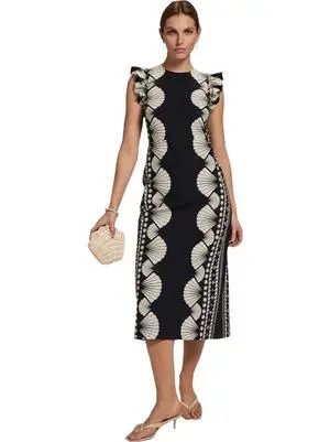 MINT VELVET Shell Print Column Midi Dress
