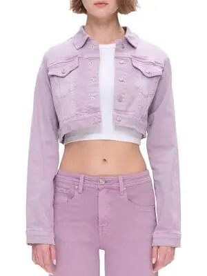 BAYEAS Cropped Denim Jacket - Purple