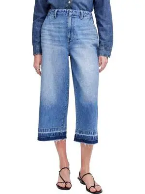 Madewell High-rise Denim Culottes With Frayed Hem - Dupage Wash