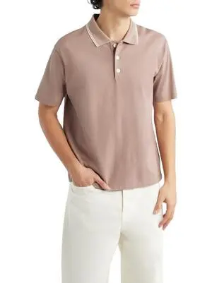 FRAME Cotton Pique Polo - Smoky Mauve
