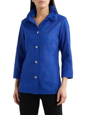 Ming Wang Tailored Fit Woven Jacket - Sapphire Sea