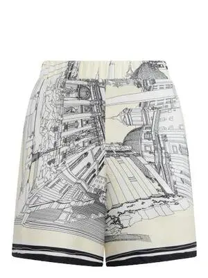 CALLAS MILANO Printed Silk Twill Shorts - White