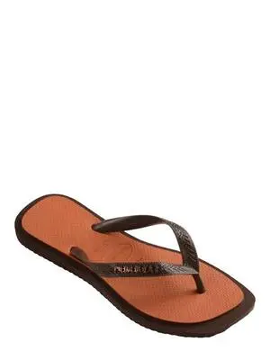 Havaianas Fusion Square Logo Flip Flop Dark Brown
