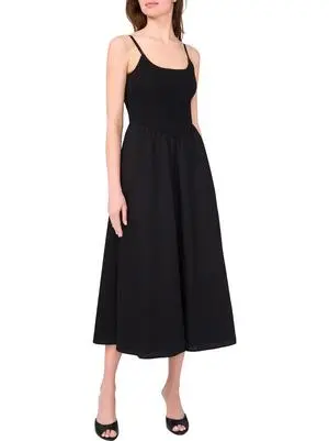 Halogen Smocked Cotton Maxi Sundress - Rich Black 060