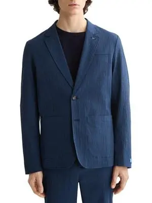 Scotch & Soda Regular Fit Unconstructed Cotton Stretch Seersucker Suit Jacket - Sky Captain Mini Check