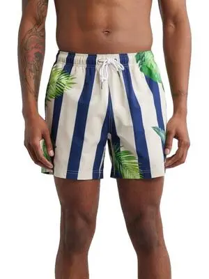 MAVRANS Striped Swim Trunks - Green