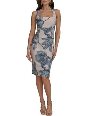 Donna Karan New York Floral Print Sheath Dress - Sand Multi