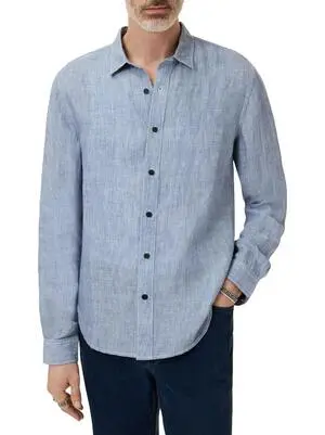 John Varvatos Ben Linen Button-up Shirt - Fountain Heather