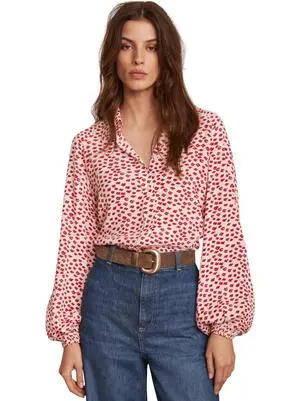 MINT VELVET Lip Print Crop Shirt