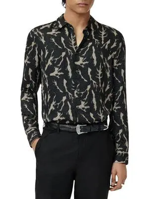 John Varvatos Ross Abstract Button-up Shirt - Black