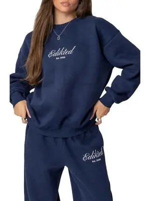 EDIKTED Logo Sweatshirt Navy