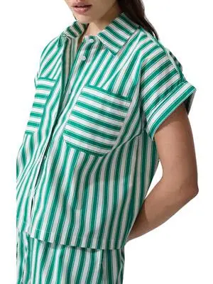 Deluc Nola Stripe Boxy Shirt - Striped Green