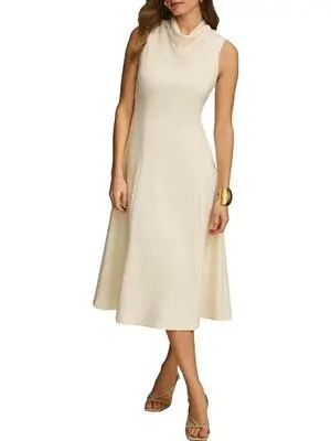 Donna Karan New York Cowl Neck A-line Dress - Cream