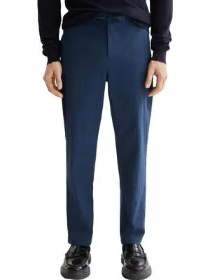 Scotch & Soda Finch Cotton Blend Seersucker Trousers - Sky Captain Mini Check