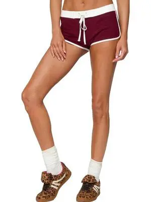 EDIKTED Vinnie Stretch Cotton Shorts - Burgundy