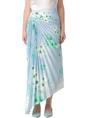 Pinko Floral Pleated Skirt - Gnawed Blue