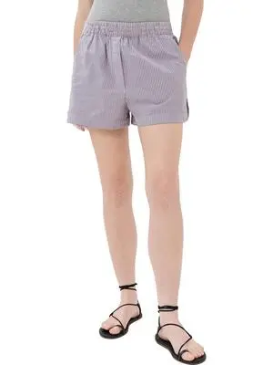 Tibi Garment Dyed Seersucker Pull On Shorts - Mauve Multi