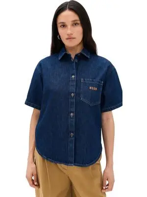 MSGM Denim Collared Shirt - Blue