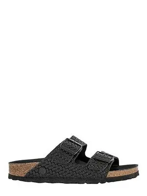 BIRKENSTOCK Arizona Leather Flat Sandals - Black Woven