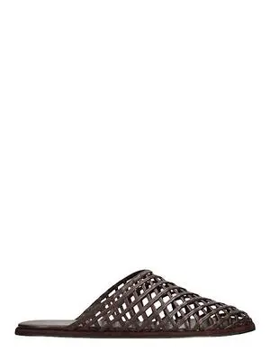 NEOUS Atik Woven Leather Mules - Dark Brown