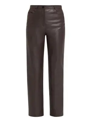 Loulou De Saison Cobe Leather Straight-leg Pants - Coffee