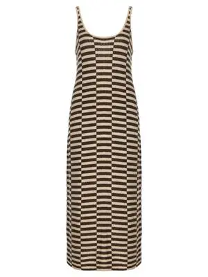 ZULU & ZEPHYR Textured Knit Cotton-blend Dress - Brown