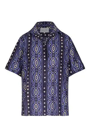 Johanna Ortiz Salty Promises Cotton Poplin Shirt - Navy