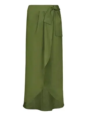 Johanna Ortiz Safari Wrap-front Linen Maxi Skirt - Green