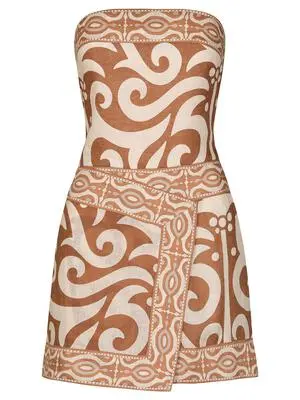 Johanna Ortiz Raíz Ritua Strapless Mini Dress Neutral