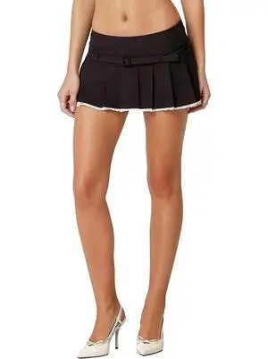 EDIKTED Lace Trim Pleated Skort - Black