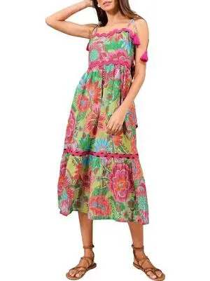 LIPSY Floral Print Tie Strap Maxi Dress - Pink